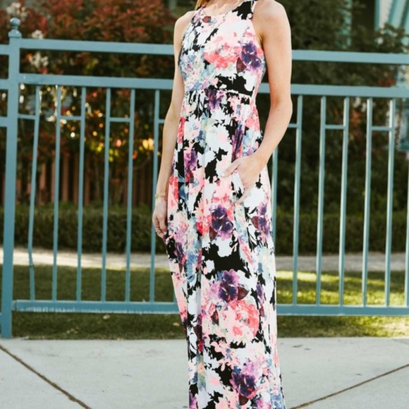 Beeson River | Dresses | Nwt Besson River Racerback Tank Floral Maxi ...